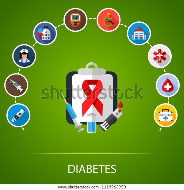 Diabetes Flat Icons Concept Vector Illustration Stock Vector (Royalty ...