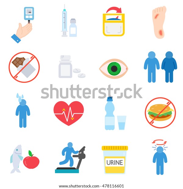 Diabetes Icons Set Flat Style Stock Vector (Royalty Free) 478116601 ...
