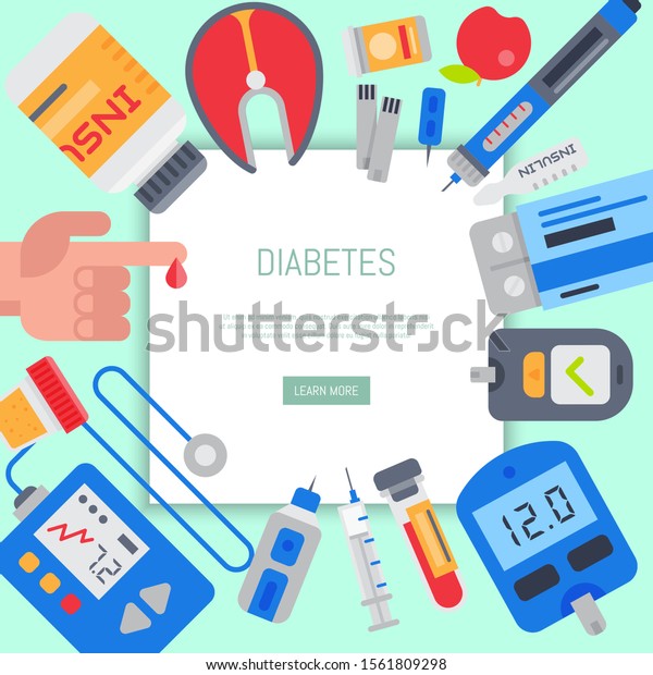 Diabetes Mellitus Care Web Banner Vector Stock Vector Royalty Free