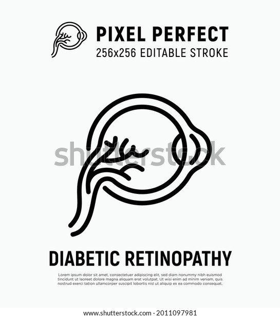 Diabetic Retinopathy Thin Line Icon Ophthalmology Stock Vector (Royalty ...
