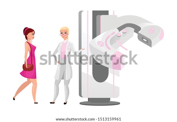 Diagnostic Mammography Flat Vector Illustration Woman Stock Vector ...