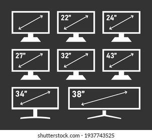 Diagonal Screen Size Inches Display Different Stock Vector (Royalty ...