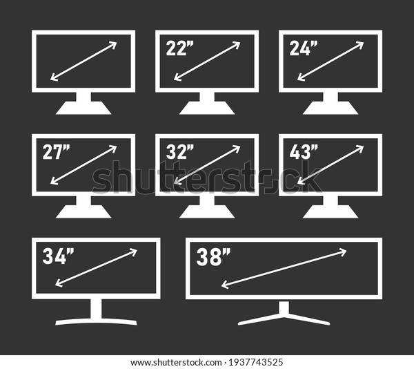 Diagonal Screen Size Inches Display Different Stock Vector (Royalty ...