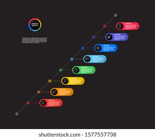 Diagonal Timeline Infographic Round Elements On Stock Vector (Royalty ...