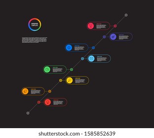 Diagonal Timeline Infographic Round Elements On Stock Vector (Royalty ...