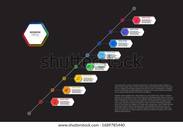 Diagonal Timeline Template Eight Realistic Hexagonal Stock Vector ...