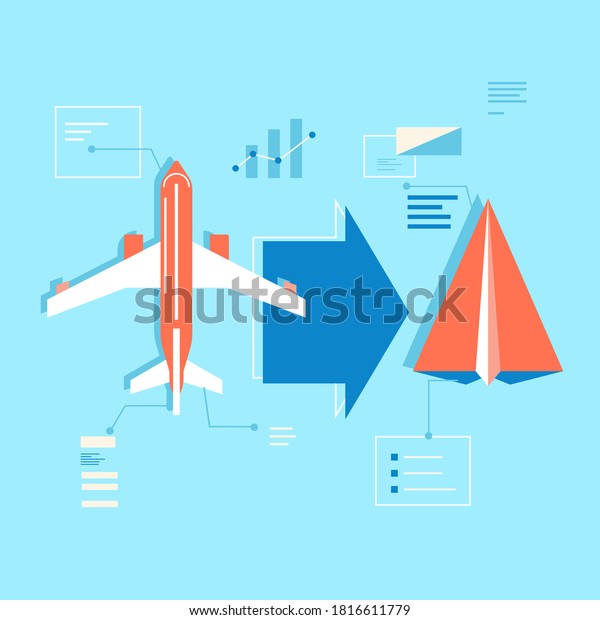 Diagram Airplane Paper Airplane Stock Vector (Royalty Free) 1816611779 ...