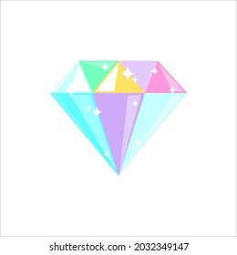 Diamond Cartoon Style On White Background Stock Vector (Royalty Free ...