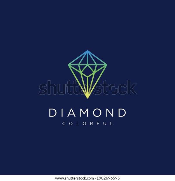 Diamond Colorful Logo Vector Line Design Stock Vector (Royalty Free ...