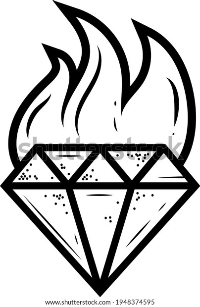 Diamond Flame Old School Tattoo Vector Stock Vector (Royalty Free ...