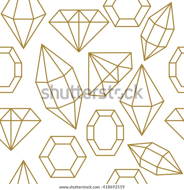 Diamond Gem Shape Golden Line Seamless Stock Vector (Royalty Free ...