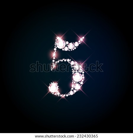 Diamond Glittering Number 5 Five Sparkling Stock Vector (Royalty Free ...