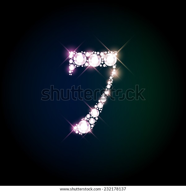 Diamond Glittering Number 7 Seven Sparkling Stock Vector (Royalty Free ...