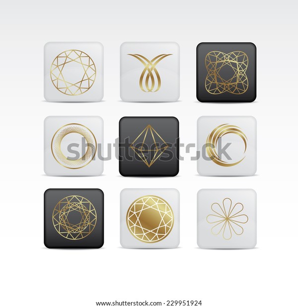 Diamond Gold Icon Set Stock Vector (Royalty Free) 229951924 | Shutterstock
