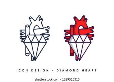 Diamond Heart Logo Design Template Isolated Stock Vector (Royalty Free ...