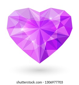 Diamond Heart Shape Shadow On White Stock Vector (Royalty Free ...