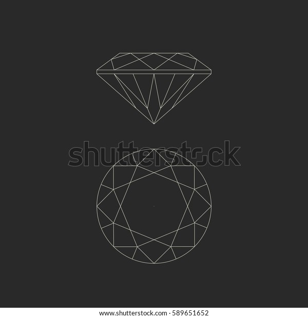 Diamond Line Drawing On Black Background Stock Vector (Royalty Free ...
