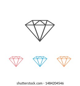 Diamond Line Icon Set Gemstone Symbol Stock Vector (Royalty Free ...