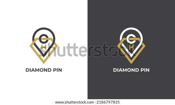 Diamond Location Pin Logo Concept Sign Stock Vector (Royalty Free ...