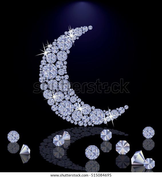 Diamond Moon Greeting Card Vector Illustration Stock Vector (Royalty ...