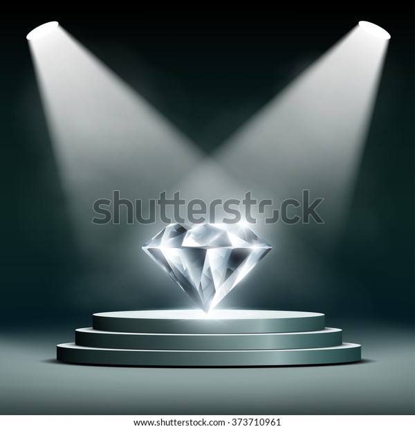 Diamond On Pedestal Lighting Spotlights Stock Stock Vector (Royalty ...