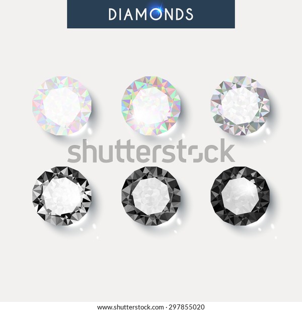 Diamond Set Realistic Reflex Glare Shadow Stock Vector (Royalty Free ...