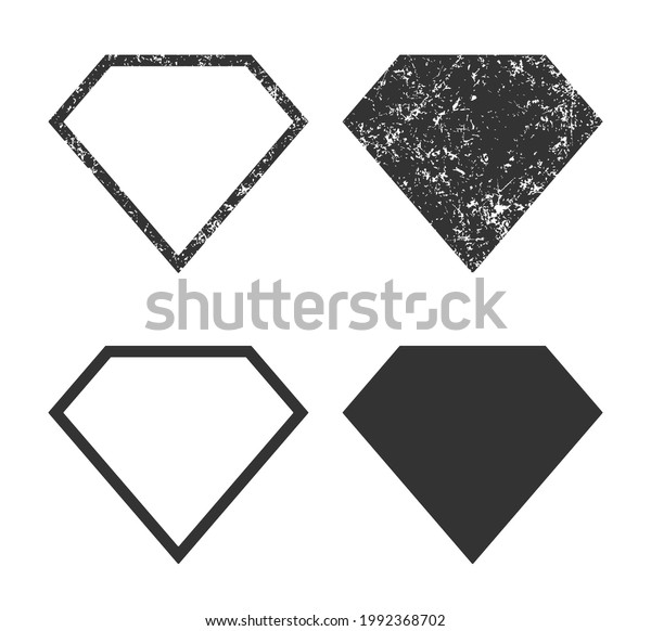Diamond Shape Frame Icon Grunge Texture Stock Vector (Royalty Free ...