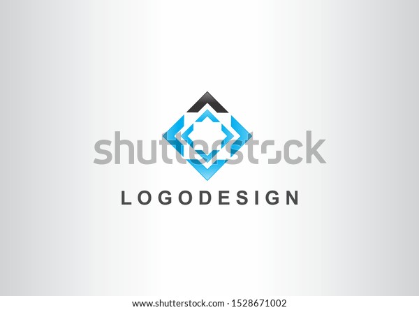 Diamond Shape Logo Design Blue Black Stock Vector (Royalty Free ...