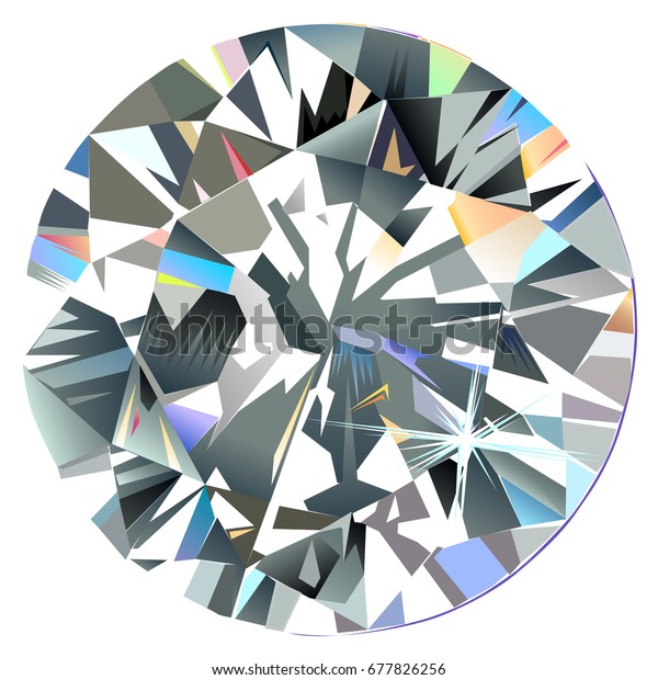 Diamond top view isolated on white background, vector illustration