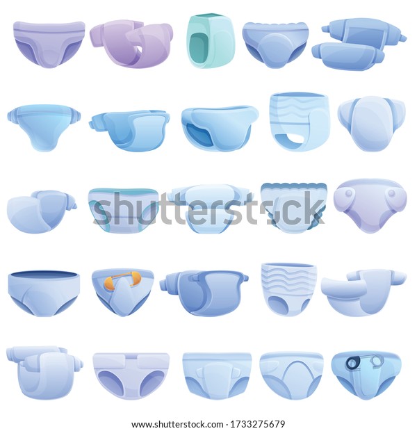 Diaper Icons Set Cartoon Set Diaper Stock Vector (Royalty Free ...