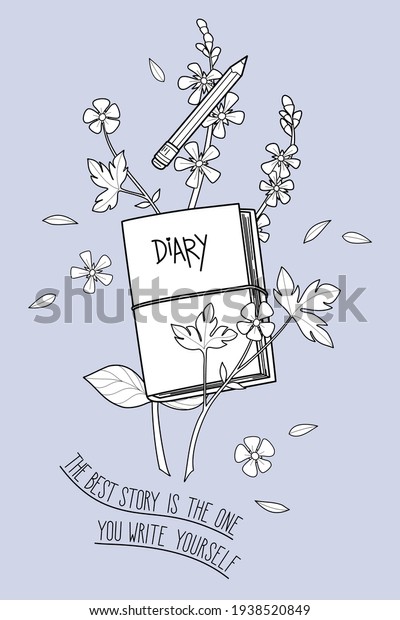 Diary Flowers Quote Around Stock Vector (Royalty Free) 1938520849 ...