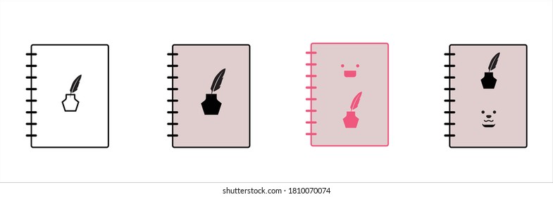 Diary Iconslogo Notebook Icon Diary Ink Stock Vector (Royalty Free ...