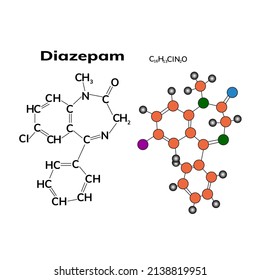 Diazepam Moleculat Structure Isolated On White Stock Vector (Royalty ...
