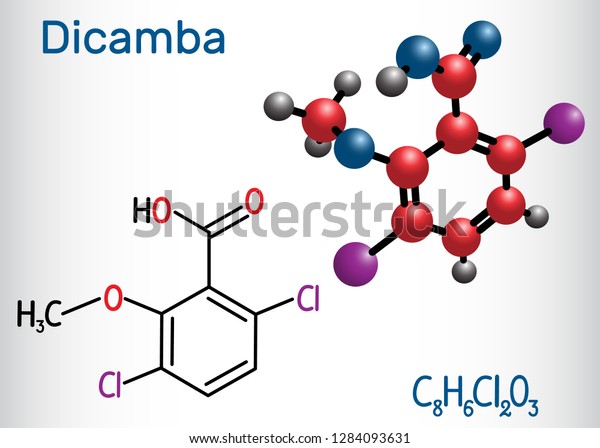 Dicamba Molecule Structural Chemical Formula Molecule Stock Vector ...