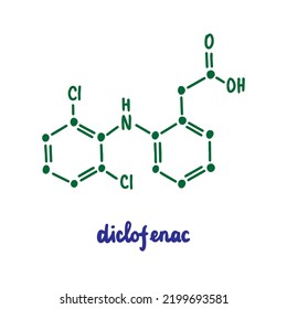 Diclofenac Hand Drawn Vector Formula Chemical Stock Vector (Royalty ...