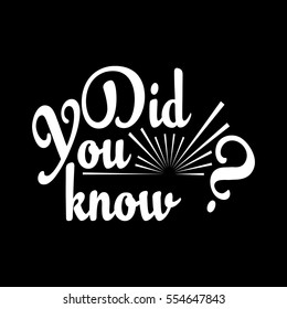 Did You Isolated On Black Lettering Stock Vector (Royalty Free ...