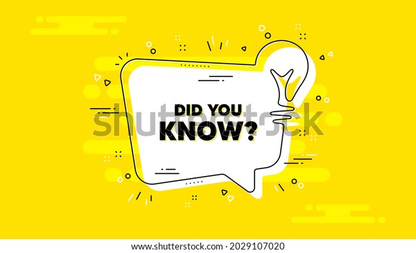 Did You Know Text Idea Yellow Stock Vector (Royalty Free) 2029107020 ...