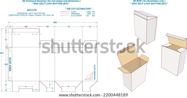 Die Cut Packaging Box Self Lock Stock Vector (Royalty Free) 2200448189 ...