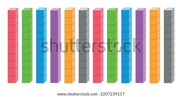 Vektor Stok Dienes Tens Blocks Base Ten Counting (Tanpa Royalti ...