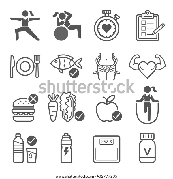 Diet Exercise Icons Vector Illustrations Stock Vector (Royalty Free ...