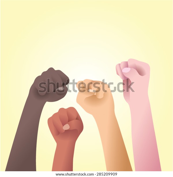 Vektor Stok Difference Races Clenched Fist Racial Diversity (Tanpa ...