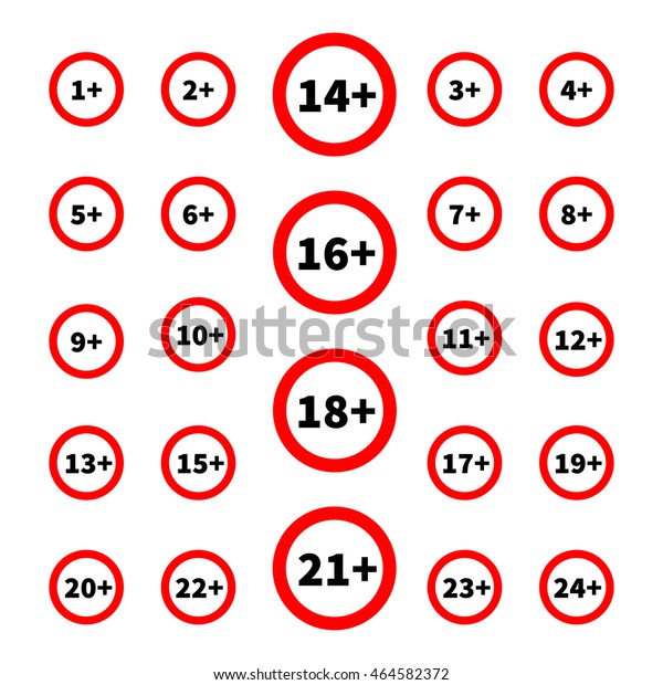 Vektor Stok Different Age Restriction Signs Isolated On (Tanpa Royalti ...