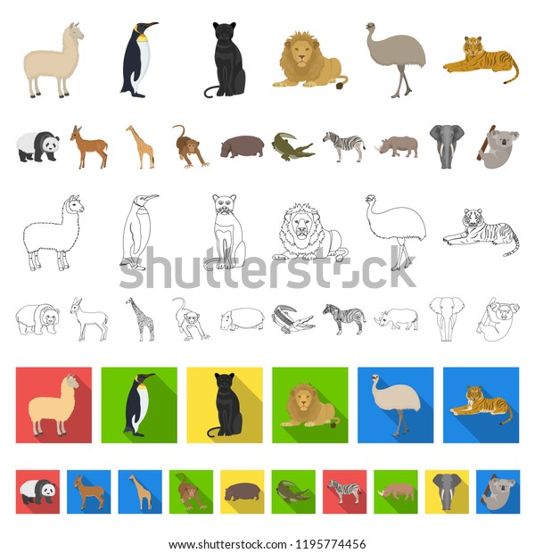 Different Animals Cartoon Icons Set Collection Stock Vector (Royalty ...