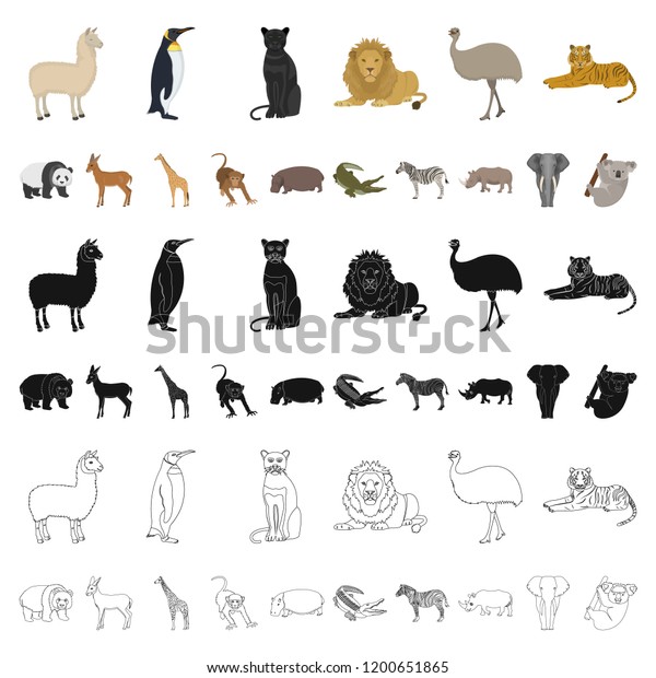 Different Animals Cartoon Icons Set Collection Stock Vector (Royalty ...