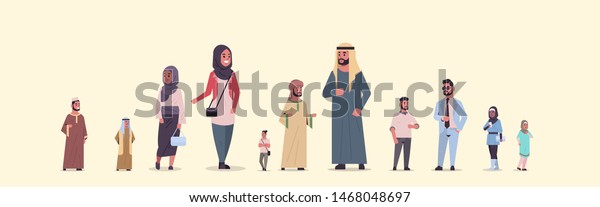 Different Arabic People Group Standing Together Stock Vector (Royalty ...