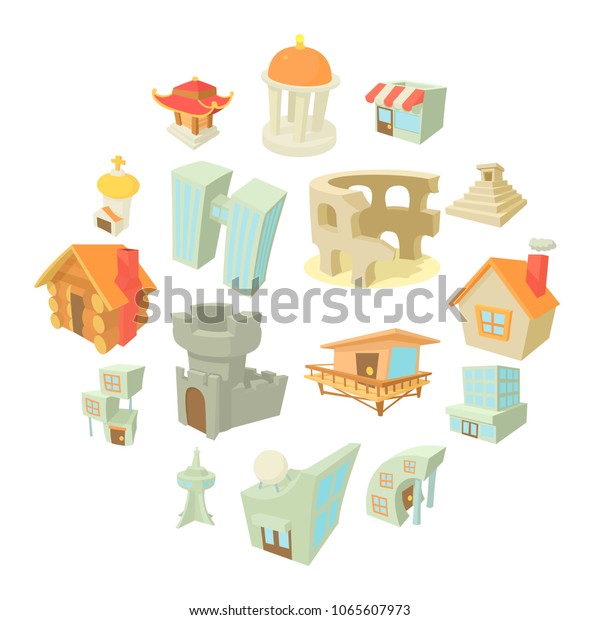 Different Architecture Icons Set Cartoon Illustration Stock Vector ...