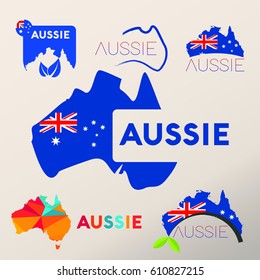 Different Aussie Logos Australia Continent Stock Vector (Royalty Free ...