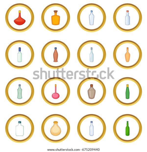 Different Bottles Icons Circle Gold Cartoon Stock Vector (Royalty Free ...