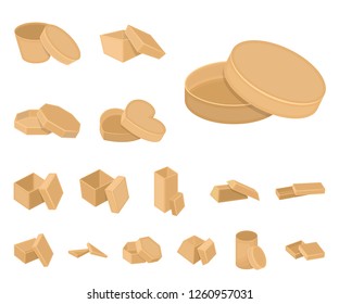 Different Boxes Cartoon Black Icons Set Stock Vector (Royalty Free ...
