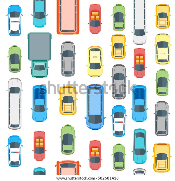 Different Cars Top View Position Background: стоковая векторная графика ...